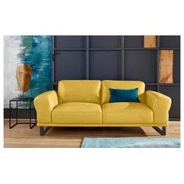 2,5-Sitzer W.Schillig "montanaa" Sofas Gr. B/H/T: 212cm x 78cm x 94cm, Longlife Xtra-Leder Z69, gelb (lemon z69) mit Metallkufen in Schwarz pulverbeschichtet, Breite 212 cm