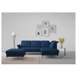 Sit & More Ecksofa SIT & MORE "Fashion L-Form" Sofas Gr. B/H/T: 250cm x 84cm x 207cm, Soft clean, Ottomane rechts, ohne Kopfteilverstellung-ohne Vorziehsitz, blau wahlweise mit Kopfteilverstellung, Vorziehsitz, motorisch, Nickelfüße