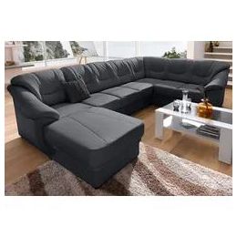 Sit & More Wohnlandschaft SIT & MORE "Savona U-Form" Sofas Gr. B/H/T: 320cm x 90cm x 211cm, NaturLEDER, Recamiere links, mit Bettfunktion, schwarz wahlweise mit Bettfunktion, inklusive Federkern, frei im Raum stellbar