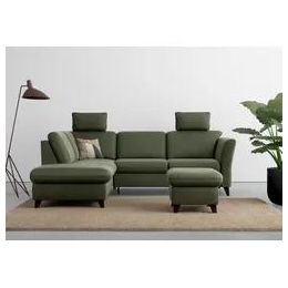 Ecksofa Home Affaire "Trelleborg L-Form" Sofas Gr. B/H/T: 252cm x 86cm x 213cm, Feincord, Ottomane links, mit Bettfunktion-mit Stauraum, grün (olive) wahlweise mit Bettfunktion und Bettkasten, inkl. Federkern-Polsterung