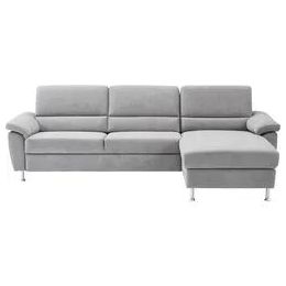 Ecksofa CALIZZA INTERIORS "Onyx L-Form" Sofas Gr. B/H/T: 270 cm x 90 cm x 158 cm, Microfaser, Recamiere rechts, ohne Bettfunktion ohne Bettkasten, silberfarben (32 silber) Recamiere links oder rechts, wahlweise mit Bettfunktion, Breite 270 cm