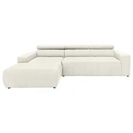 Ecksofa DOMO collection "Brandon große Ausführung B/T/H: 289/177/80 cm, auch in Leder und Cord" Sofas Gr. B/H/T: 285cm x 80cm x 175cm, Luxus-Kunstleder, Recamiere links, ohne Sitztiefenverstellung, ohne Nierenkissen, weiß mit Kopfteilverstellung, wahlweise Sitztiefenverstellung, L-Form