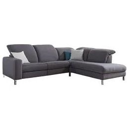 Ecksofa 3C Candy "L-Form" Sofas Gr. B/H/T: 284cm x 84cm x 241cm, Struktur, Ottomane rechts, Mit Relaxfunktion, grau (dunkelgrau) Polsterecke, wahlweise mit Relaxfunktion