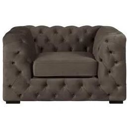 Guido Maria Kretschmer Home & Living Chesterfield-Sessel GUIDO MARIA KRETSCHMER HOME & LIVING "Kalina Sessel" Sessel Gr. Samtvelours, B/H/T: 110cm x 67cm x 98cm, braun mit klassischer Chesterfield-Knopfheftung, sehr hochwertige Qualität