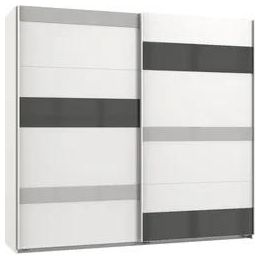 Schwebetürenschrank wimex "Monaco" Schränke Gr. B/H/T: 225cm x 208cm x 65cm, 2 St., weiß (weiß/ absetzung glas grey und light grey) mit Glaselementen