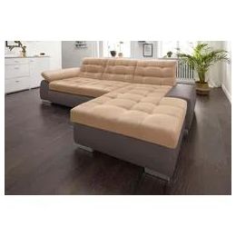 Sit & More Ecksofa SIT & MORE "Ontario L-Form" Sofas Gr. B/H/T: 280cm x 75cm x 183cm, NaturLEDER, Recamiere rechts, ohne Bettfunktion-XXL, braun (mokka/cappuccino) XXL, wahlweise mit Bettfunktion