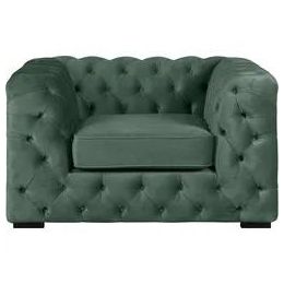 Guido Maria Kretschmer Home & Living Chesterfield-Sessel GUIDO MARIA KRETSCHMER HOME & LIVING "Kalina Sessel" Sessel Gr. Samtvelours, B/H/T: 110cm x 67cm x 98cm, grün mit klassischer Chesterfield-Knopfheftung, sehr hochwertige Qualität