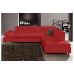 Ecksofa Max Winzer "Toulouse modern und bequem, aktuelles Design, hoher Sitzkomfort" Sofas Gr. B/H/T: 237cm x 75cm x 190cm, Kunstleder SOFTLUX, Ottomane rechts, rot mit klappbaren Armlehnen, Breite 237 cm