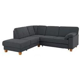 Ecksofa Home Affaire "Belfort L-Form" Sofas Gr. B/H/T: 243cm x 88cm x 91cm, Luxus-Microfaser ALTARA NUBUCK, Ottomane links, mit Bettfunktion-ohne Stauraum, grau (anthrazit) mit Federkern, wahlweise Bettfunktion und Stauraum