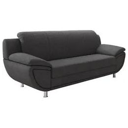 3-Sitzer Trendmanufaktur Sofas Gr. B/H/T: 207cm x 85cm x 94cm, Struktur fein, Mit Federkern, grau (dunkelgrau) wahlweise mit komfortablem Federkern, extra breiten Armlehnen