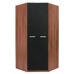 Eckkleiderschrank Priess "Barcelona Kleiderschrank Ecklösung Raumwunder" Schränke Gr. B/H/T: 95cm x 193cm x 95cm, Tiefe Seitenteil 54cm, mit Beleuchtung, schwarz (nussbaumfarben/schwarz) in 2 Tiefen Schrank Eckschrank Garderobe