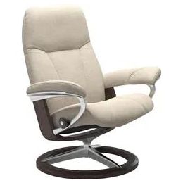 Relaxsessel stressless "Consul" Sessel Gr. Struktur fein JASMINE, Signature Base Wenge, BalanceAdaptTM-PlusTMSystem-Gleitsystem-Relaxfunktion-Drehfunktion-Kopfstützenverstellung-Rückteilverstellung, B/H/T: 78cm x 97cm x 70cm, beige (beige jasmine) mit Signature Base, Größe S, Gestell Wenge