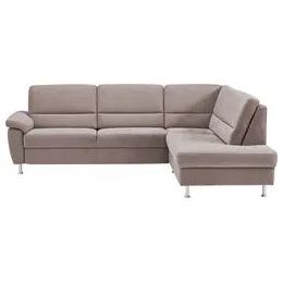 Ecksofa CALIZZA INTERIORS "Onyx L-Form" Sofas Gr. B/H/T: 257cm x 90cm x 196cm, Flachgewebe, Ottomane rechts, ohne Bettfunktion ohne Bettkasten, beige (magnolie) Ottomane links oder rechts, wahlweise mit Bettfunktion, Breite 257 cm