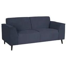 2-Sitzer DOMO collection "Amora" Sofas Gr. B/H/T: 178cm x 81cm x 90cm, Chenille-Optik, Mit Federkern, blau (dunkelblau) mit Federkern