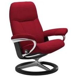 Relaxsessel stressless "Consul" Sessel Gr. ROHLEDER Stoff Q2 FARON, Signature Base Schwarz, BalanceAdaptTM-PlusTMSystem-Gleitsystem-Relaxfunktion-Drehfunktion-Kopfstützenverstellung-Rückteilverstellung, B/H/T: 78cm x 97cm x 70cm, rot (red q2 faron) mit Signature Base, Größe S, Gestell Schwarz