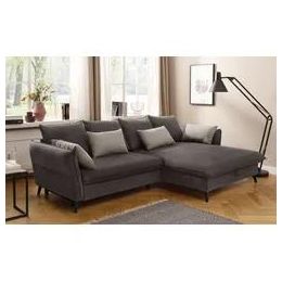 Ecksofa Home Affaire "Tirano, L-Form" Sofas Gr. B/H/T: 274cm x 88cm x 170cm, Luxus-Microfaser, Recamiere rechts, mit Bettfunktion, braun wahlweise mit Bettfunktion und Bettkasten