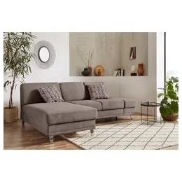 Sit & More Ecksofa SIT & MORE "Clio L-Form" Sofas Gr. B/H/T: 246cm x 89cm x 165cm, Luxus-Microfaser Paris, Recamiere links, ohne Bettfunktion-ohne Bettkasten, grau (taupe) wahlweise mit Bettfunktion oder Vorziehsitz und Bettkasten, Federkern