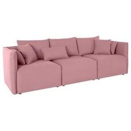 3-Sitzer Andas "Nöre" Sofas Gr. B/H/T: 262cm x 74cm x 90cm, Struktur fein, rosa (rosé) 3 Teile, in vielen Bezugsqualitäten und Farben s. auch "Nöre"