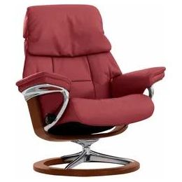 Relaxsessel stressless "Ruby", rot (cherry paloma), B:76cm H:100cm T:75cm, Leder PALOMA: durchgefärbtes Semianilin-Möbelleder, Leder BATICK: durchgefärbtes und genarbtes Möbelleder, Sessel, mit Signature Base, Größe S, Gestell Eiche, Wenge, Braun & Schwarz