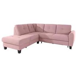 Sit & More Ecksofa SIT & MORE "Varese L-Form" Sofas Gr. B/H/T: 240cm x 91cm x 214cm, Struktur fein, Ottomane links, ohne Funktion, rosa (altrosa) mit Federkern, wahlweise Bettfunktion und Stauraum