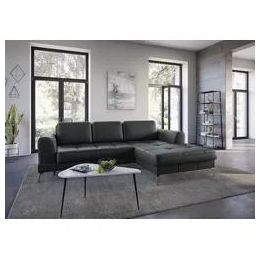 Sit & More Ecksofa SIT & MORE "Bendigo L-Form" Sofas Gr. B/H/T: 284cm x 87cm x 175cm, NaturLEDER, mega-Recamiere rechts, mit satiniertem Nickelfuß, schwarz inklusive Sitztiefenverstellung, Bodenfreiheit 15 cm, 2 Fußfarben