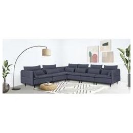 Ecksofa Andas "ALVIK L-Form" Sofas Gr. B/H/T: 344cm x 88cm x 262cm, Struktur fein, langer Schenkel rechts, langer Schenkel rechts, blau zusammengesetzt aus Modulen, erweiterbar mit Modulen der Serie