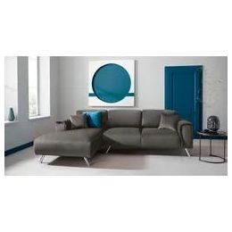 Ecksofa Inosign "Malaga L-Form" Sofas Gr. B/H/T: 276 cm x 85 cm x 169 cm, Samtoptik, Recamiere links, grau (hellgrau) Deckenoptik auf Recamiere und Armlehne