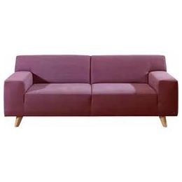 2,5-Sitzer Tom Tailor HOME "NORDIC PURE" Sofas Gr. B/H/T: 206cm x 77cm x 91cm, Vintage Webstoff TUS, lila (soft purple tus 38) im Retrolook, Füße Buche natur