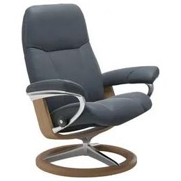 Relaxsessel stressless "Consul", blau (atlantic blau batick), B:91cm H:102cm T:79cm, Leder BATICK: BATICK ist ein leicht korrigiertes, durchgefärbtes und genarbtes Möbelleder, bei dem die meisten Unebenheiten und Spuren in der Regel entfernt wurden., Leder PALOMA: PALOMA ist ein durchgefärbtes Semianilin-Möbelleder mit natürlicher Narbung., ROHLEDER Stoff Q2 FARON: Ein fester zuverlässiger Bouclu0