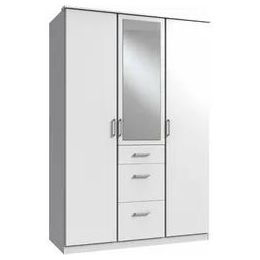 Kleiderschrank wimex "Click", weiß, B:135cm H:199cm T:58cm, Schränke, Drehtürenschrank Kleiderschrank, mit Spiegel