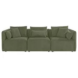 3-Sitzer Andas "Nöre" Sofas Gr. B/H/T: 262cm x 86cm x 90cm, Samtcord, grün (dunkelgrün) 3 Teile, in vielen Bezugsqualitäten und Farben s. auch "Nöre"