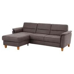 Ecksofa Home Affaire "Palmera L-Form" Sofas Gr. B/H/T: 244cm x 89cm x 163cm, Luxus-Microfaser Lederoptik, Recamiere links, mit Bettfunktion-ohne Bettkasten, grau (anthrazit) Federkern, wahlweise mit Bettfunktion und mitohne Bettkasten