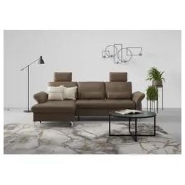 Ecksofa Inosign "Palm Beach L-Form", braun, B:275cm H:89cm T:175cm, 100%Polyester, Sofas, Federkern, mit Sitztiefenverstellung, wahlweise mit Bettfunktion