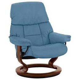 Relaxsessel stressless "Ruby", blau (sparrow blau paloma), B:79cm H:98cm T:76cm, Leder BATICK: BATICK ist ein leicht korrigiertes, durchgefärbtes und genarbtes Möbelleder, bei dem die meisten Unebenheiten und Spuren in der Regel entfernt wurden., Leder PALOMA: PALOMA ist ein durchgefärbtes Semianilin-Möbelleder mit natürlicher Narbung., Sessel, mit Classic Base, Größe M, Gestell Eiche, Wenge, Brau