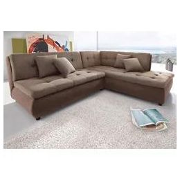 Ecksofa TRENDS BY HG "Pool L-Form", braun (braun, beige), B:245cm H:80cm T:105cm, NaturLEDER (echtes Rindsleder) in Sitz und Rücken. Korpus in passendem Kunstleder SOFTLUX bezogen, Kunstleder SOFTLUX, Sofas, wahlweise mit Bettfunktion, frei im Raum stellbar