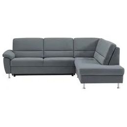 Ecksofa CALIZZA INTERIORS "Onyx L-Form" Sofas Gr. B/H/T: 257 cm x 90 cm x 196 cm, Samtoptik, Ottomane rechts, mit Bettfunktion und Bettkasten, grau (1032 grey) Ottomane links oder rechts, wahlweise mit Bettfunktion, Breite 257 cm