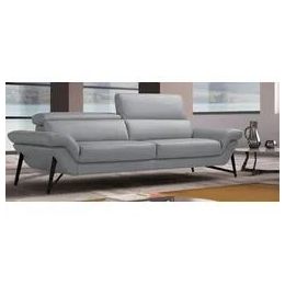 2,5-Sitzer Egoitaliano "Narcisa" Sofas Gr. B/H/T: 226 cm x 96 cm x 110 cm, Leder BULL, mit verstellbaren Kopfstützen, grau (stone) mit verstellbaren Kopfstützen