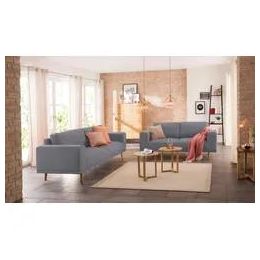 3-Sitzer Home Affaire "Lasse" Sofas Gr. B/H/T: 239cm x 84cm x 89cm, Luxus-Microfaser, grau im scandinavischem Stil mit Holzfüßen