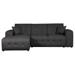 Ecksofa Home Affaire "Nosia L-Form" Sofas Gr. B/H/T: 234cm x 85cm x 163cm, Struktur fein, Recamiere links, grau (anthrazit) incl. 2 Zierkissen, mit feiner Steppung