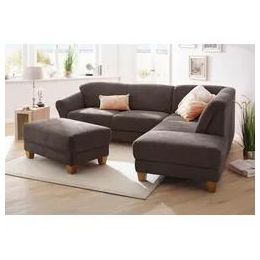 Ecksofa Home Affaire "Gotland L-Form" Sofas Gr. B/H/T: 257cm x 84cm x 212cm, Luxus-Microfaser, Ottomane rechts, mit Sitztiefenverstellung-mit Bettkasten, braun (espresso) wahlweise mit Sitztiefenverstellung + Bettkasten