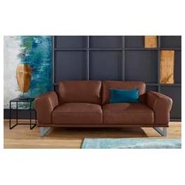 2,5-Sitzer W.Schillig "montanaa" Sofas Gr. B/H/T: 212 cm x 78 cm x 94 cm, Longlife Xtra-Leder Z69, braun (tobacco z69) mit Metallkufen in Silber matt, Breite 212 cm