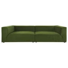 Big-Sofa Tom Tailor HOME "BIG CUBE" Sofas Gr. B/H/T: 270cm x 66cm x 129cm, Samtstoff TSV, ohne Sitztiefenverstellung, grün (olive tsv 23) in 2 Breiten, wahlweise mit Sitztiefenverstellung, Tiefe 129 cm