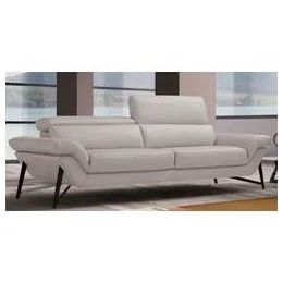 2,5-Sitzer Egoitaliano "Narcisa" Sofas Gr. B/H/T: 226cm x 96cm x 110cm, Leder BULL, mit verstellbaren Kopfstützen, beige (cremeweiß) mit verstellbaren Kopfstützen