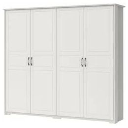 Kleiderschrank Home Affaire "Evergreen", weiß (elfenbeinfarben, weiß), B:251cm H:224cm T:58cm, MDF, Spanplatte, Schränke, Drehtürenschrank Kleiderschrank, hochwertig UV lackiert, Drehtürenschrank im Landhaus Stil