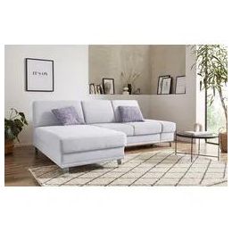 Sit & More Ecksofa SIT & MORE "Clio L-Form" Sofas Gr. B/H/T: 246cm x 89cm x 165cm, Struktur, Recamiere links, mit manuellem Vorziehsitz-mit Bettkasten, silberfarben (silber) wahlweise mit Bettfunktion oder Vorziehsitz und Bettkasten, Federkern