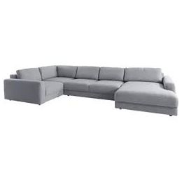 Wohnlandschaft Places of Style "Bloomfield, U-Form" Sofas Gr. B/H/T: 390cm x 84cm x 209cm, Struktur grob, mega-Recamiere rechts, XL ohne Sitztiefenverstellung, grau (antarctica) In verschiedenen Größen bestellbar