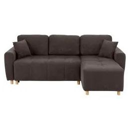 Ecksofa Home Affaire "Scania L-Form" Sofas Gr. B/H/T: 220 cm x 86 cm x 160 cm, Microfaser, Recamiere rechts, ohne Bettfunktion-ohne Bettkasten, grau wahlweise mit Bettfunktion und Bettkasten