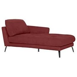 Chaiselongue W.Schillig "softy" Sofas Gr. B/H/T: 106cm x 79cm x 168cm, Chenille-Flachgewebe R66, Armlehne rechts, rot (rot r66) mit dekorativer Heftung im Sitz, Füße schwarz pulverbeschichtet