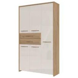 Garderobenschrank Home Affaire "Gala" Schränke Gr. B/H/T: 114 cm x 192 cm x 36 cm, 5 St., beige (beige, pacific walnuss decor) hochwertig UV lackiert, Soft-Close-Funktion