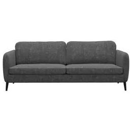 3-Sitzer Inosign "Ikano" Sofas Gr. B/H/T: 215cm x 80cm x 86cm, Flachgewebe, grau (dunkelgrau) Massivholz Konstruktion, Wellenunterfederung im Sitz